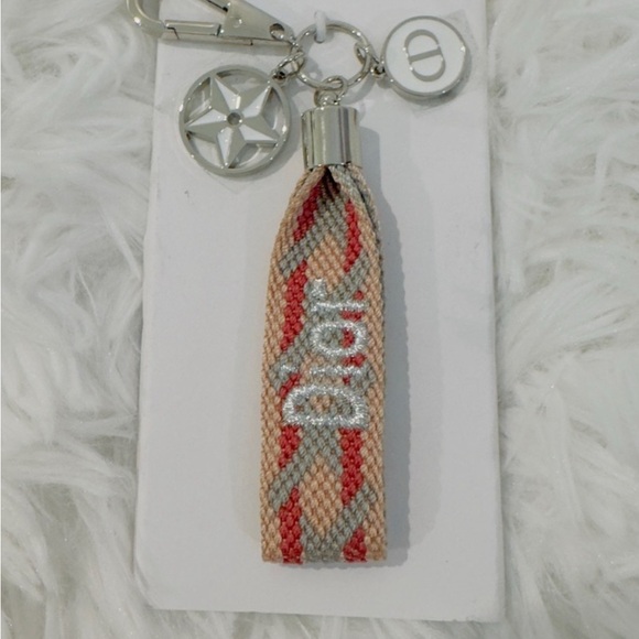 Dior | Accessories | Dior Gwp Keychain With Red And Beige Pattern Nib ...